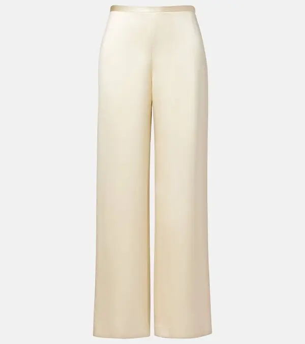THE ROW Lanuit Silk Satin Straight Pants - White