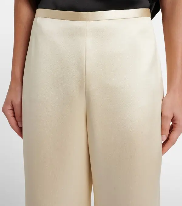 THE ROW Lanuit Silk Satin Straight Pants - White