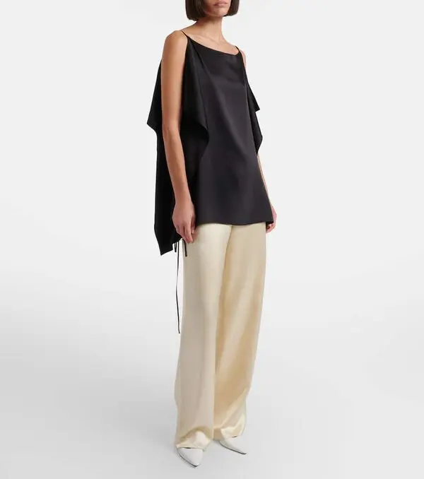 THE ROW Lanuit Silk Satin Straight Pants - White