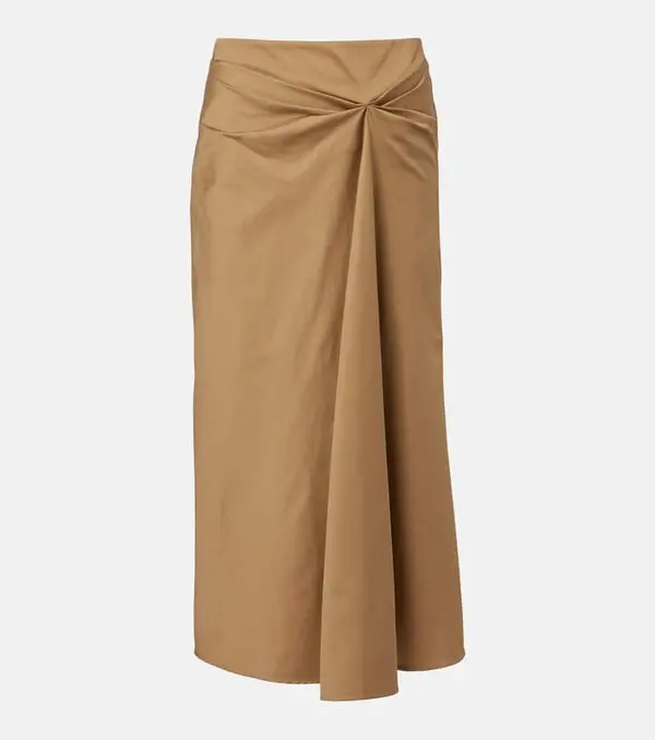 Max Mara Cotton-blend Satin Midi Skirt - Beige