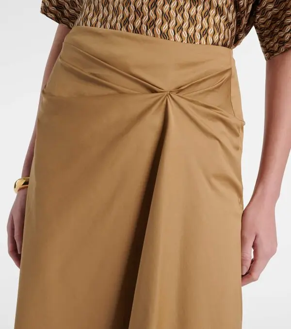 Max Mara Cotton-blend Satin Midi Skirt - Beige