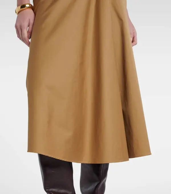 Max Mara Cotton-blend Satin Midi Skirt - Beige