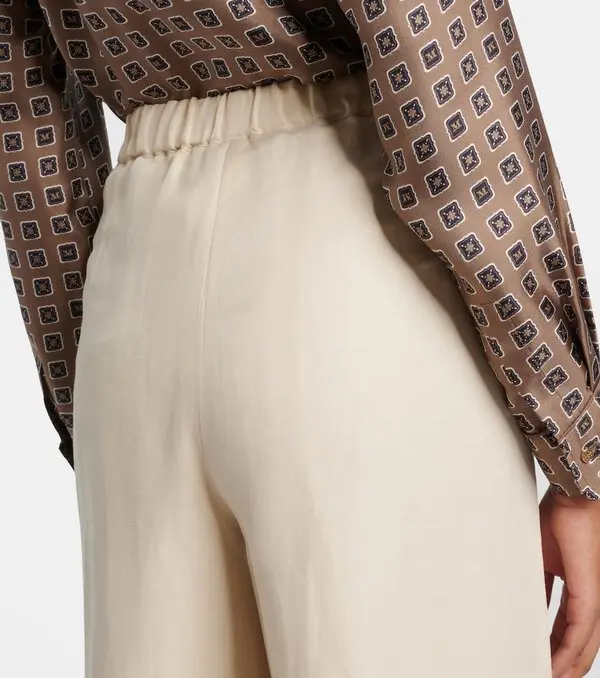 Max Mara Oro Linen And Silk Wide-leg Pants - Beige