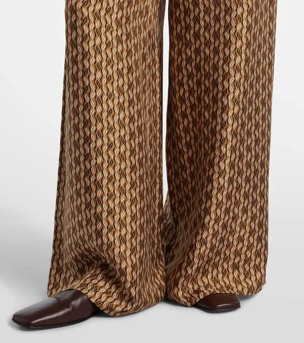 Max Mara Clarino Printed Silk Twill Palazzo Pants - Beige