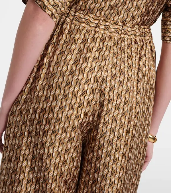 Max Mara Clarino Printed Silk Twill Palazzo Pants - Beige