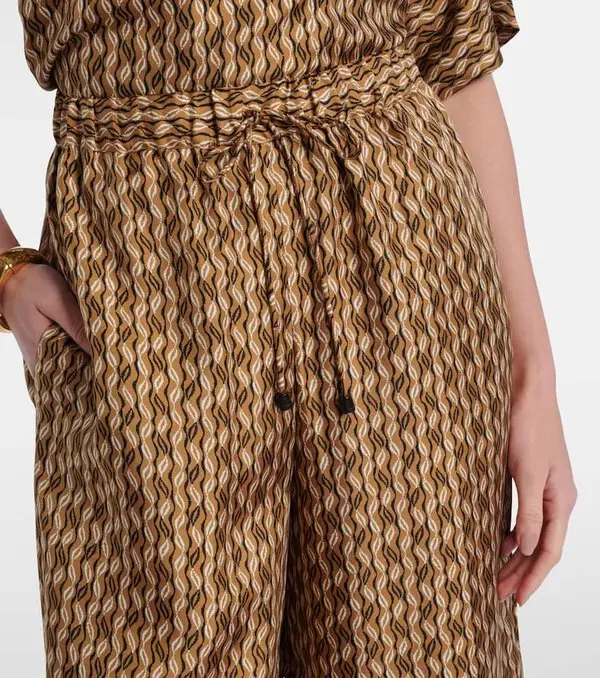 Max Mara Clarino Printed Silk Twill Palazzo Pants - Beige