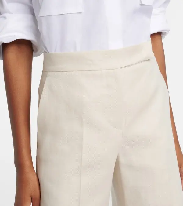 Max Mara Badesse High-rise Wide-leg Linen Pants - Beige
