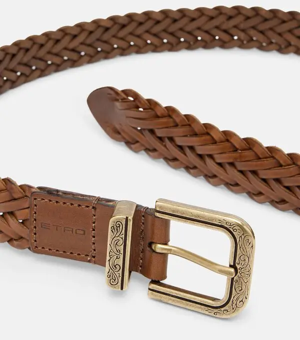 Etro Braided Leather Belt - Brown