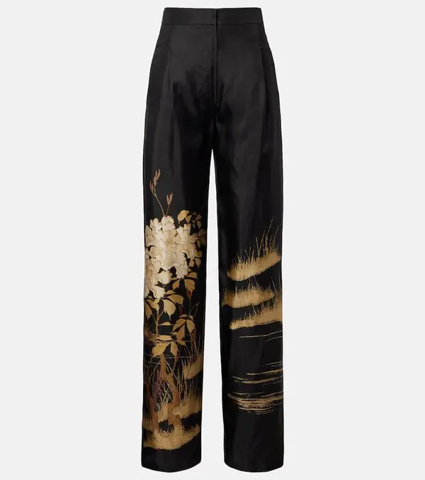 Max Mara Mappa Printed High-rise Wide-leg Pants