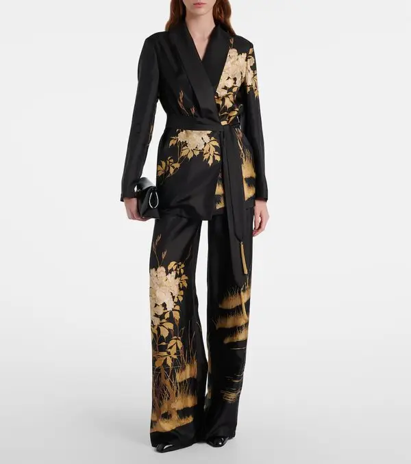 Max Mara Mappa Printed High-rise Wide-leg Pants