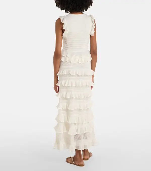 Zimmermann Luna Ruffled Tiered Maxi Skirt - White