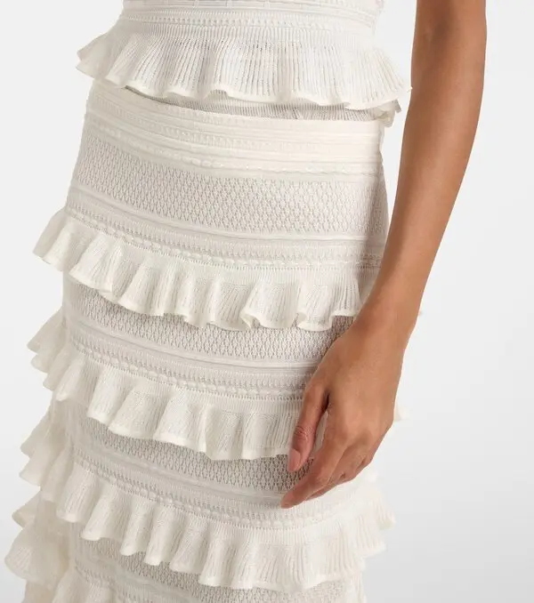 Zimmermann Luna Ruffled Tiered Maxi Skirt - White