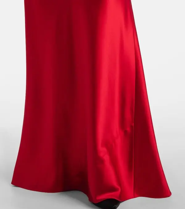 Ralph Lauren Halterneck Satin Gown - Red