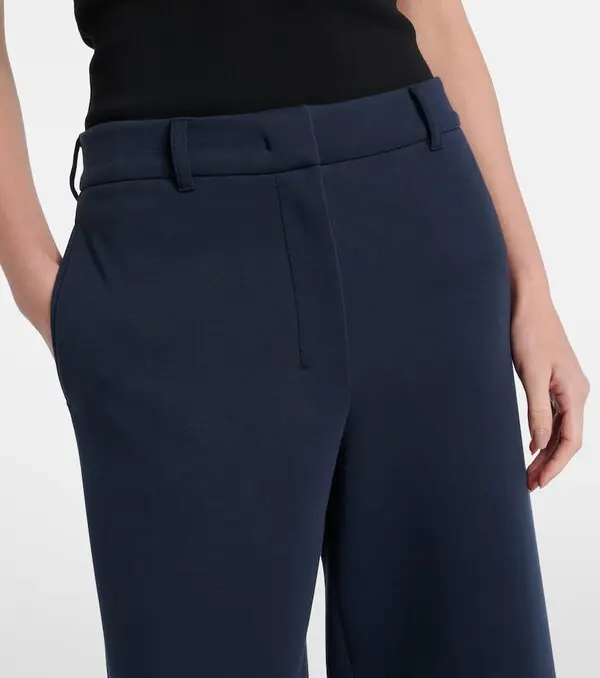 Max Mara Aerovia Cotton-blend Wide-leg Pants - Blue