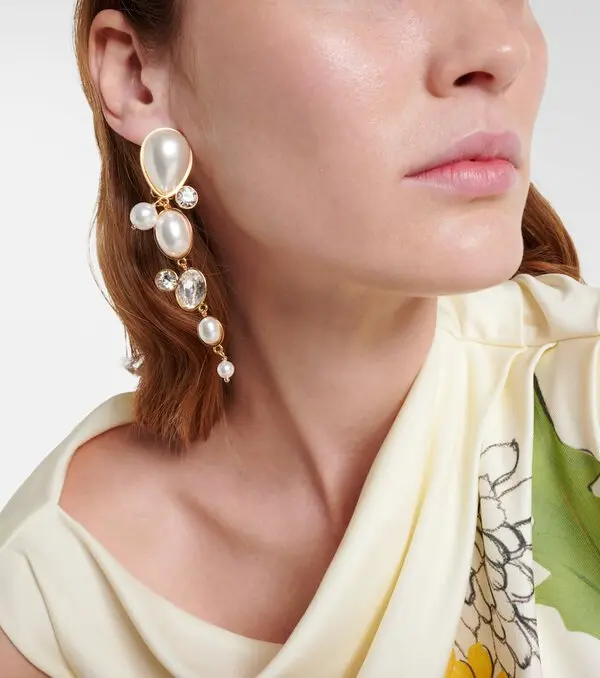 Oscar De La Renta Embellished Clip-on Earrings