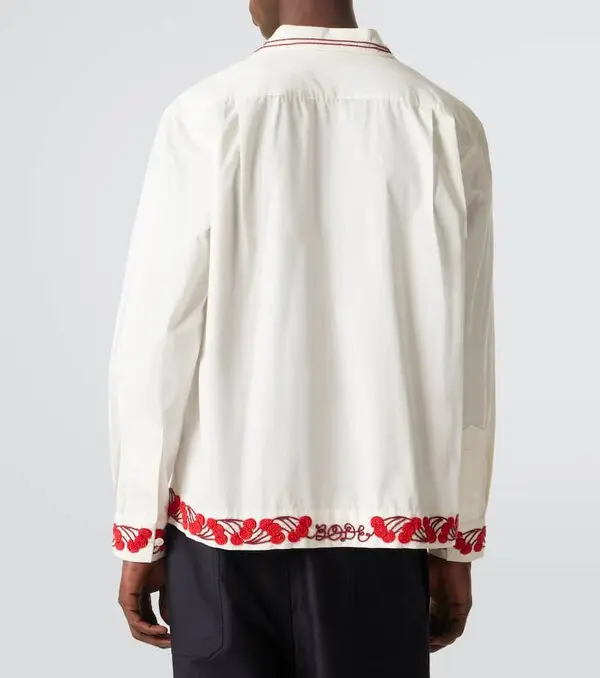 BODE Cherry Lane Beaded Cotton Poplin Shirt