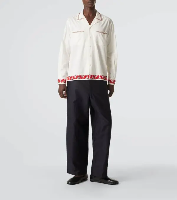 BODE Cherry Lane Beaded Cotton Poplin Shirt