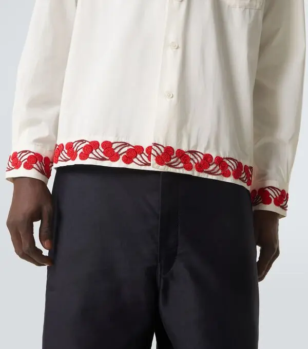 BODE Cherry Lane Beaded Cotton Poplin Shirt
