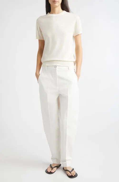 Partow Enzo Short Sleeve Virgin Wool Sweater - Ivory