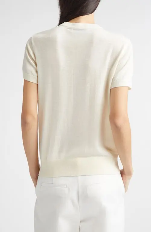 Partow Enzo Short Sleeve Virgin Wool Sweater - Ivory