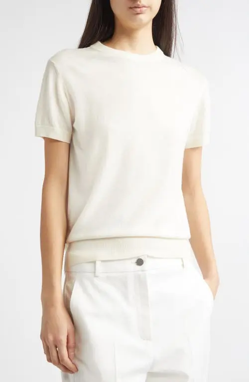 Partow Enzo Short Sleeve Virgin Wool Sweater - Ivory