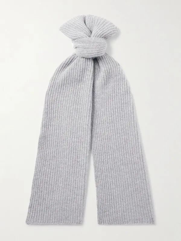 Mr P. Ribbed Cashmere Scarf - Gray