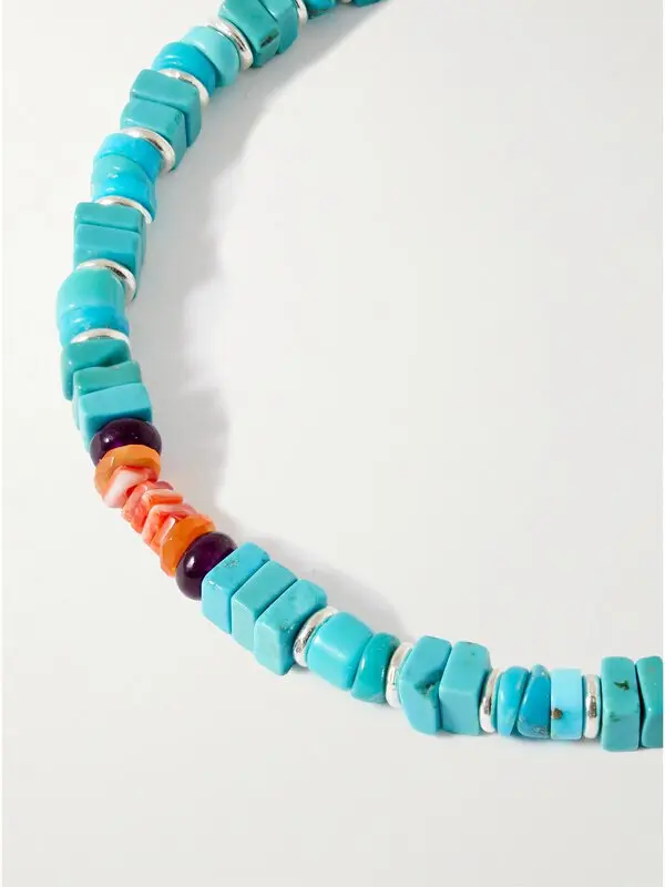 PEYOTE BIRD Wavebreaker Sterling Silver Multi-stone Beaded Bracelet