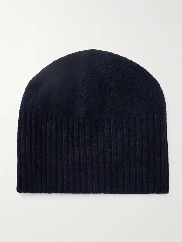 ALLUDE Ribbed Cashmere Beanie - Blue