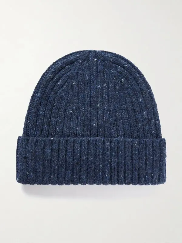 Hartford Ribbed Wool-blend Beanie - Blue