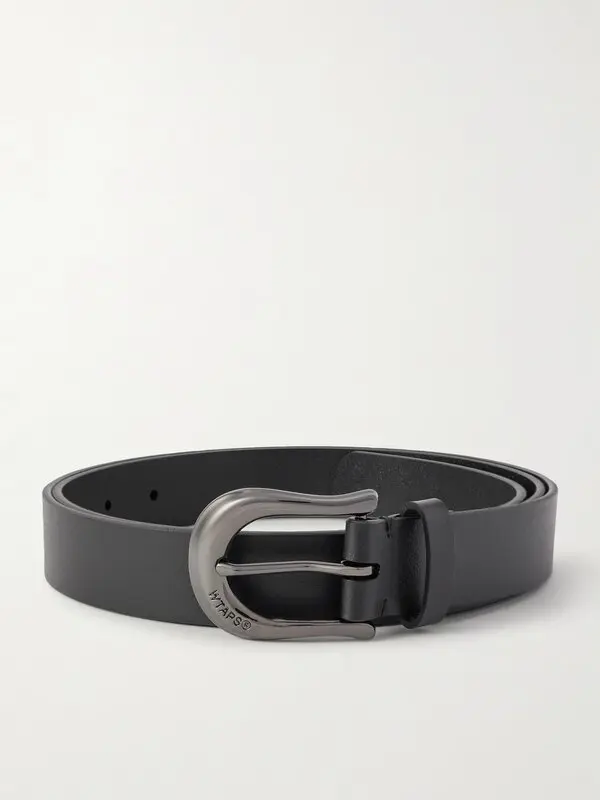 WTAPS 3cm Hoof Recycled-leather Belt - Black