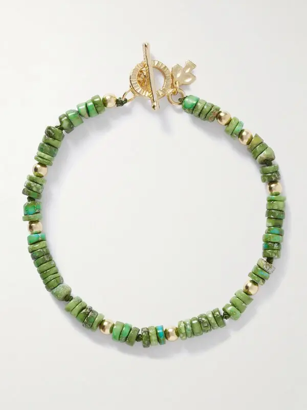 PEYOTE BIRD Yokai Sonoran Gold-plated Turquoise Bracelet - Green