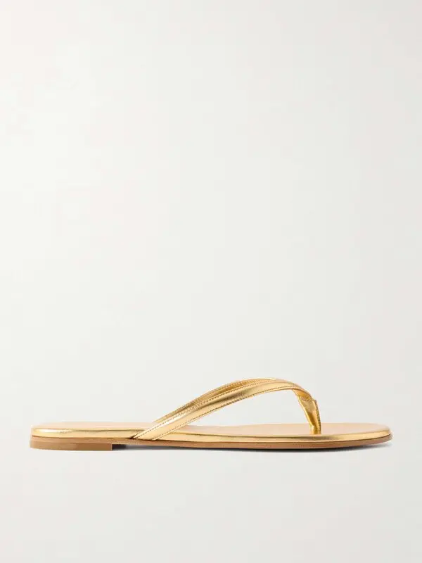 GIANVITO ROSSI Calypso Metallic Leather Sandals - Gold