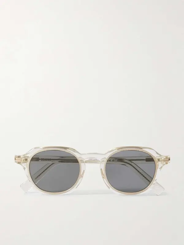 Zegna Round-frame Acetate Sunglasses - Clear