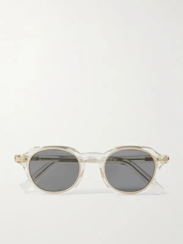 Zegna Round-frame Acetate Sunglasses - Neutrals