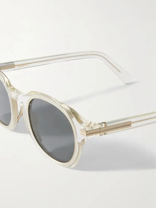 Zegna Round-frame Acetate Sunglasses - Neutrals