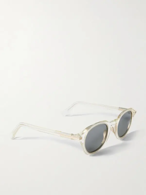 Zegna Round-frame Acetate Sunglasses - Neutrals