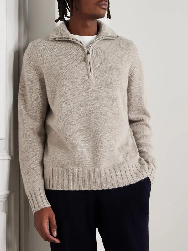 ALLUDE Cashmere Half-zip Pullover