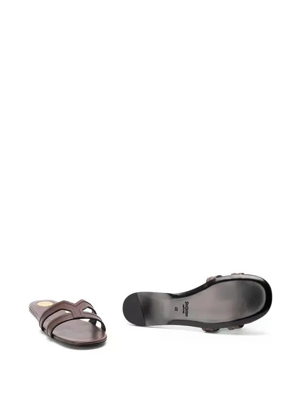 Saint Laurent Mabrouka Flat Sandals - Brown