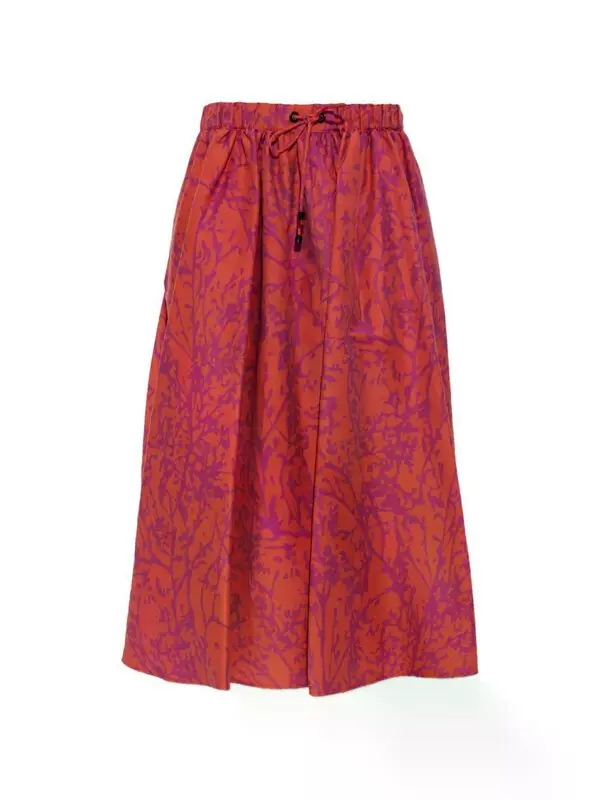 Max Mara Floral Print Flared Skirt - Orange