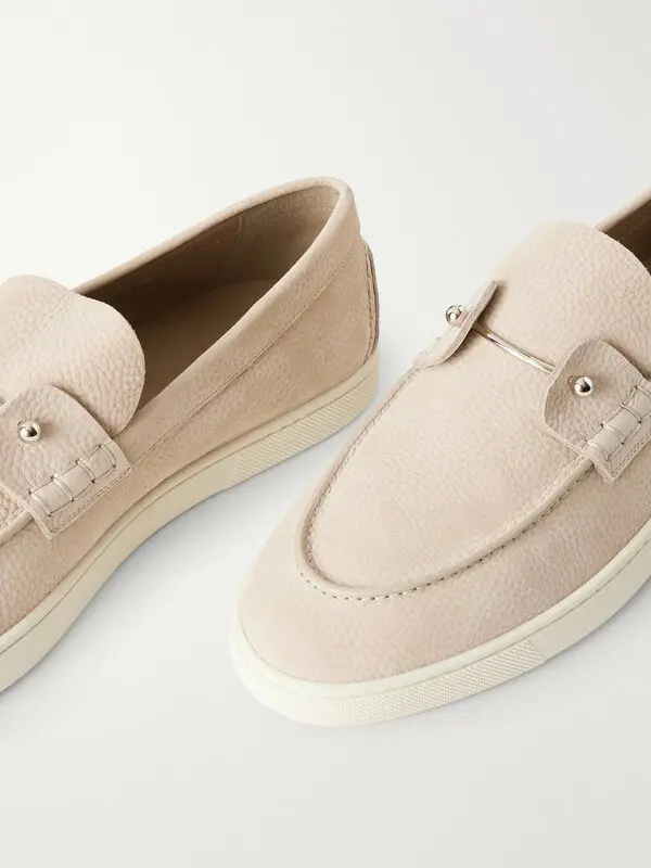 CHRISTIAN LOUBOUTIN Chambeliboat Full-grain Nubuck Loafers - Neutrals