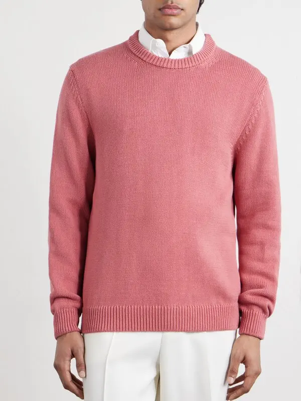 SLOWEAR Slim-fit Cotton Sweater - Pink