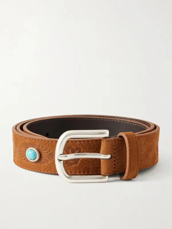 A KIND OF GUISE 3cm Kanua Embellished Nubuck Belt - Brown