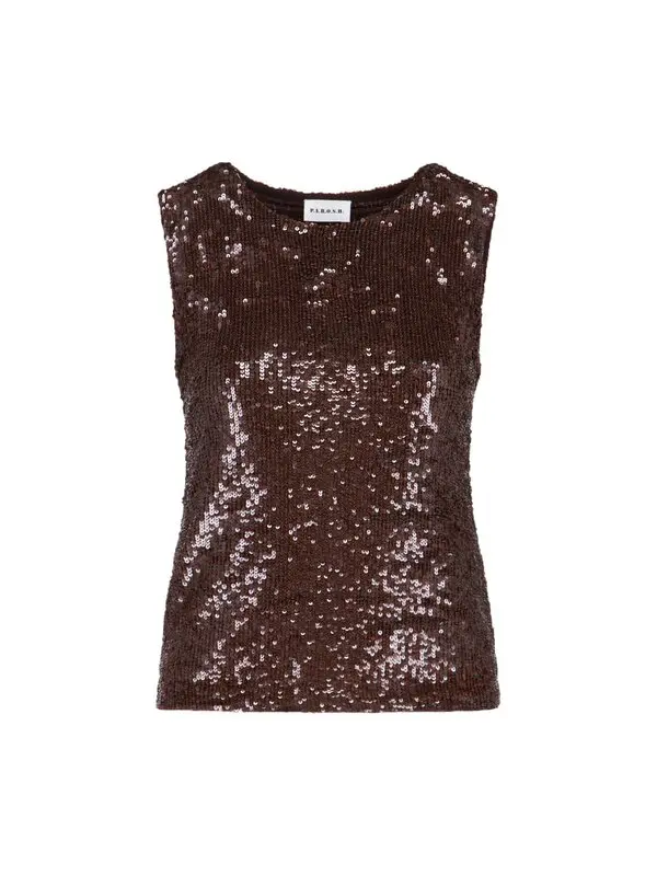 P.a.r.o.s.h Sequin Embellished Top - Brown