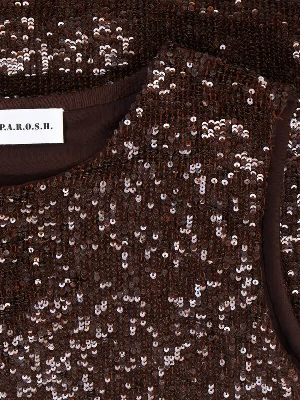 P.a.r.o.s.h Sequin Embellished Top - Brown