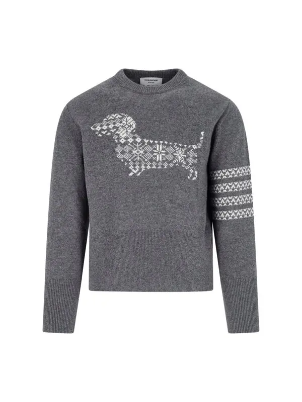 Thom Browne Hector Jacquard Sweater - Gray