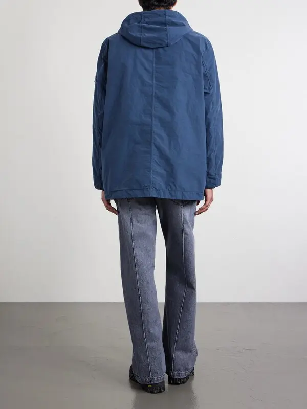 Stone Island Logo-appliquéd Garment-dyed Canvas Hooded Parka
