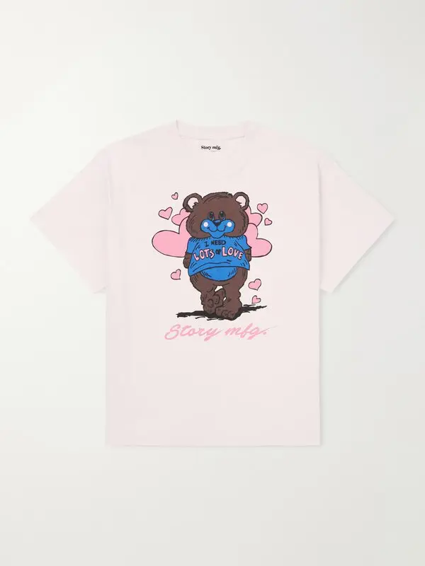 STORY MFG. Grateful Printed Organic Cotton-jersey T-shirt - Pink