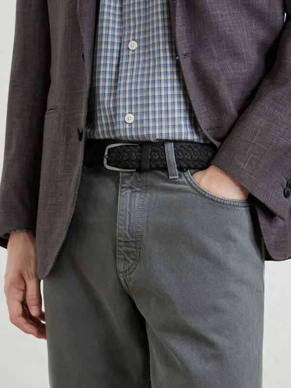Zegna 3.2cm Woven Nubuck Belt