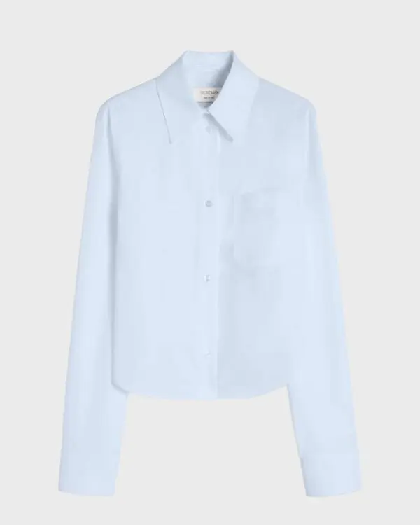 Sportmax Cropped Cotton Shirt With Pleated Back - Light Blue