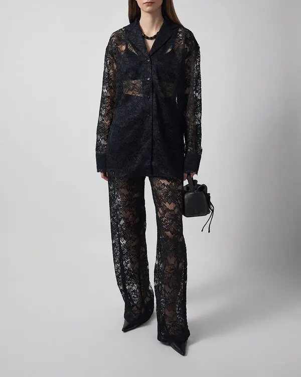 Sportmax Floral Lace Trousers - Black